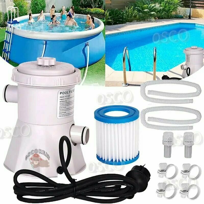 Насос-фильтр для бассейна для очистки воды в каркасных и надувных бассейнов, 6000 л/ч