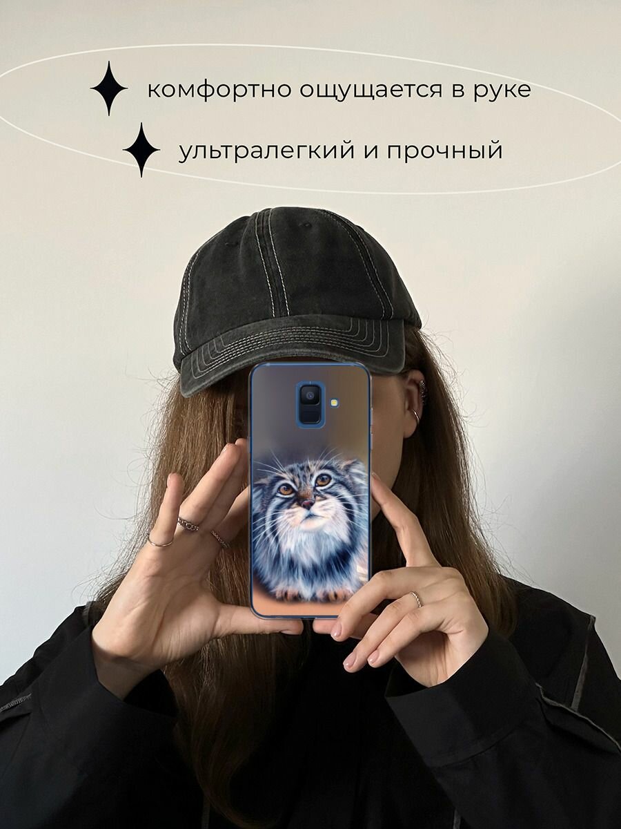 Чехол на Samsung Galaxy A6 / Самсунг Галакси А6 с принтом "Кот манул 2" — фото 1