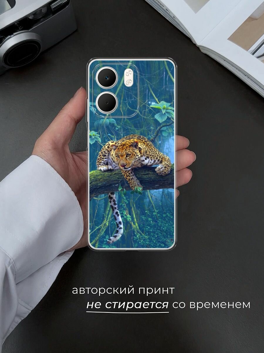 Силиконовый чехол на Oppo A5x / Оппо А5x с принтом "Леопард охотник" — фото 1
