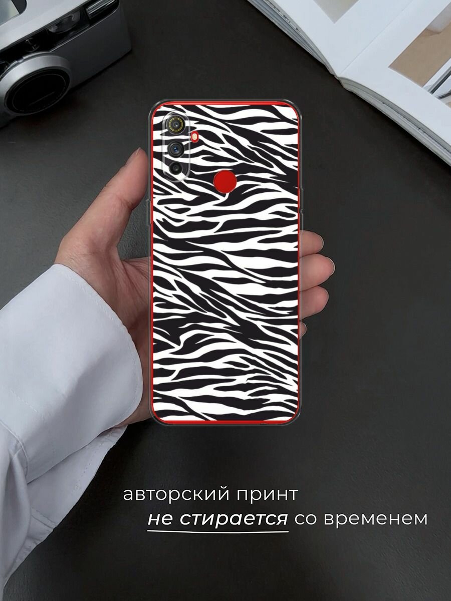 Силиконовый чехол на Realme C3 / Реалми C3 с принтом "Принт зебра" — фото 1
