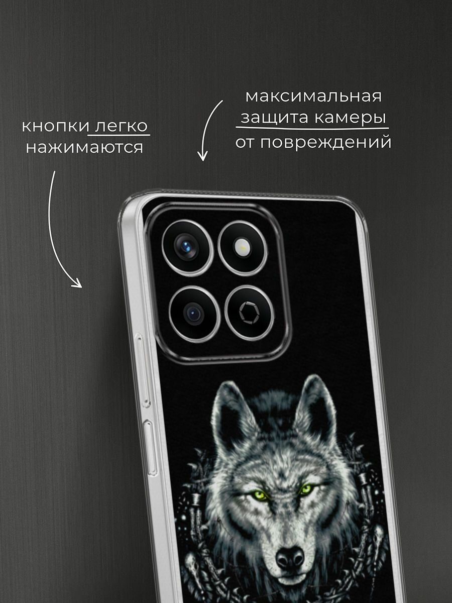 Силиконовый чехол на Honor X7c / Хонор X7c с принтом "Волк оберег" — фото 1