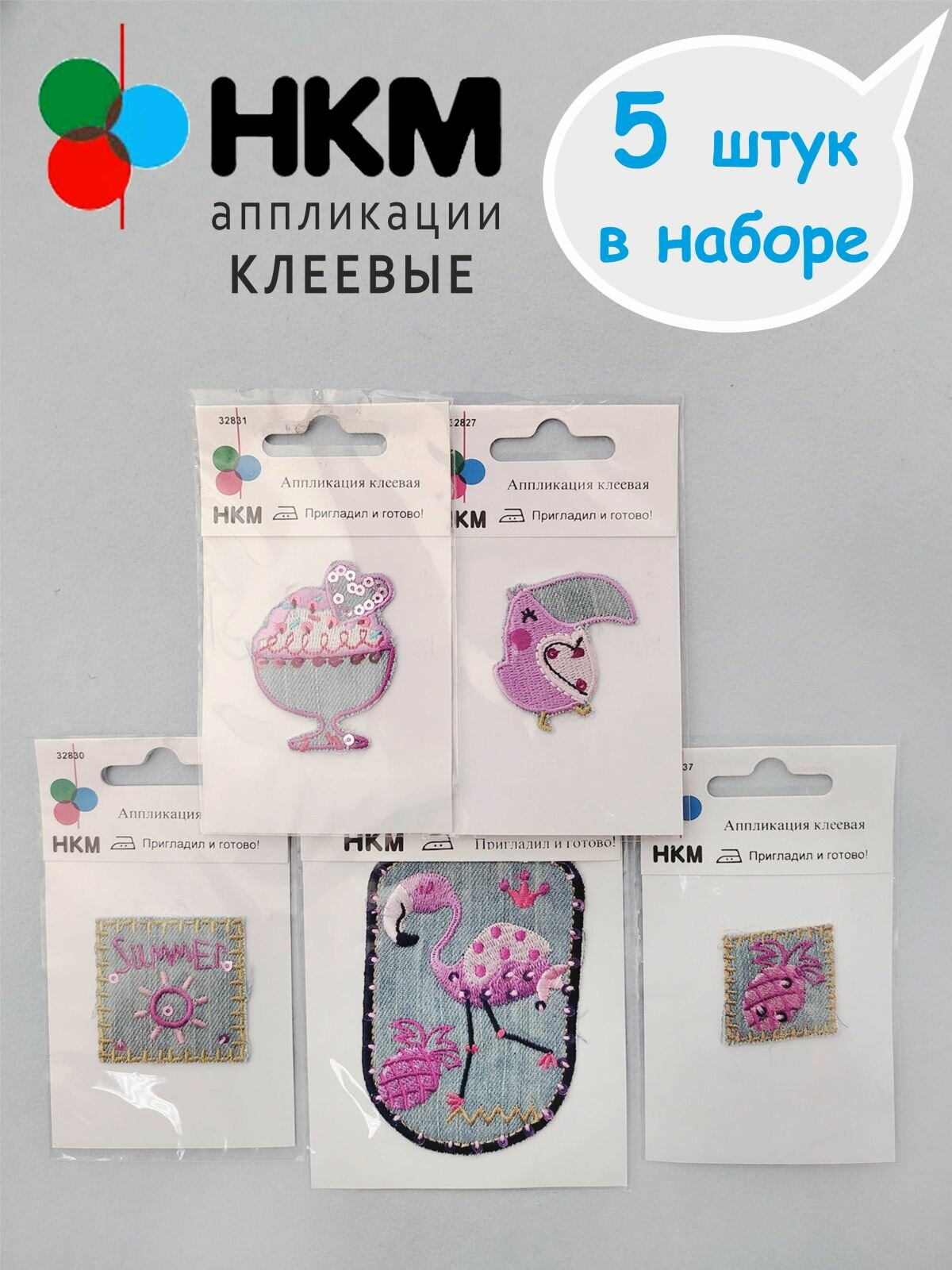 Набор термоаппликаций марья искусница HKM, 5 шт "Чунга чанга" на клеевой основе 10.000.31