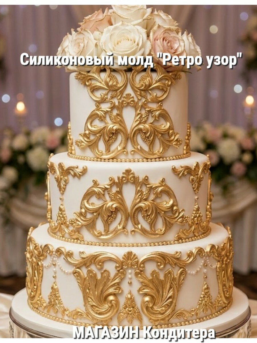 Силиконовый молд "Ретро узор" подходит для мастики и лепнины. — фото 1