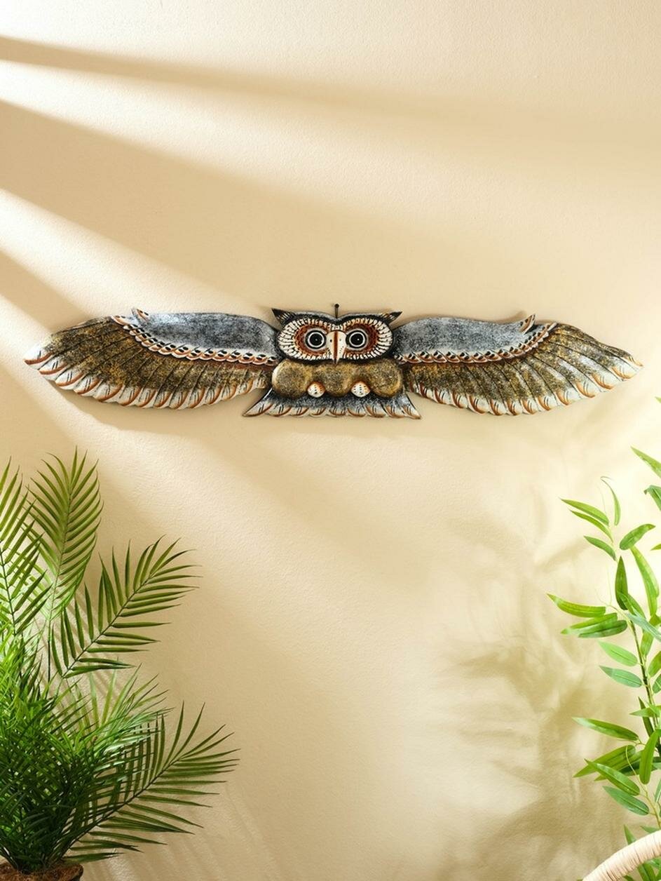 Панно "Парящая сова" дерево 100х1,5х20 см