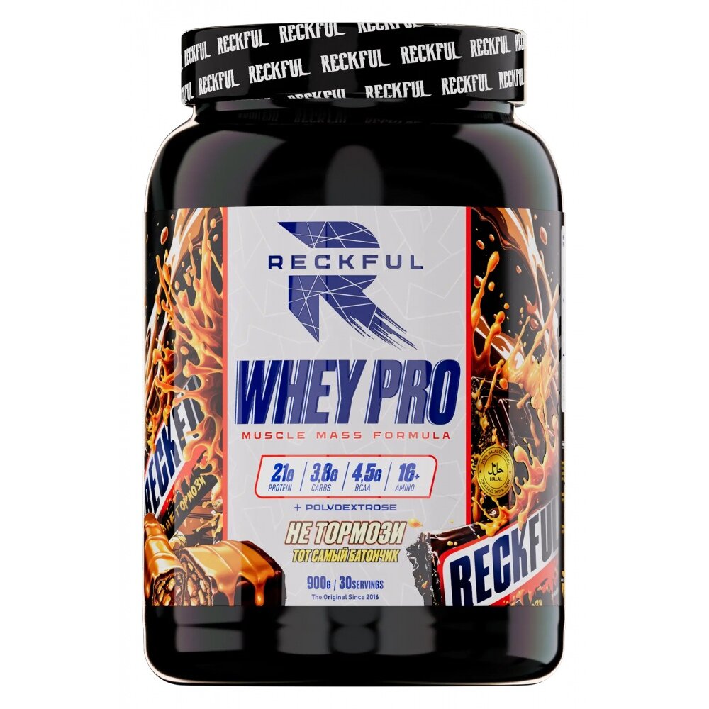 Протеин сывороточный Reckful Whey Pro, 900 г, Вкус Coco&Almond / Кокос-Миндаль