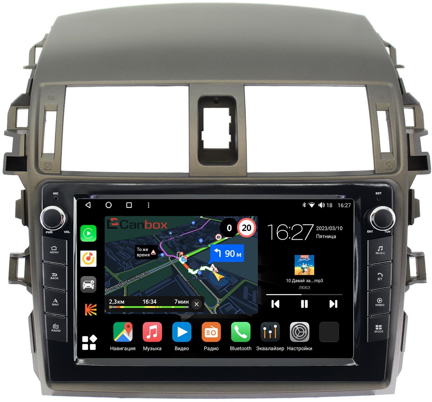 Штатная магнитола Canbox M-Line 7821-9061 Toyota Corolla (E150) 2006-2013 Android 10 (4G-SIM, 2/32, DSP, IPS) С крутилками