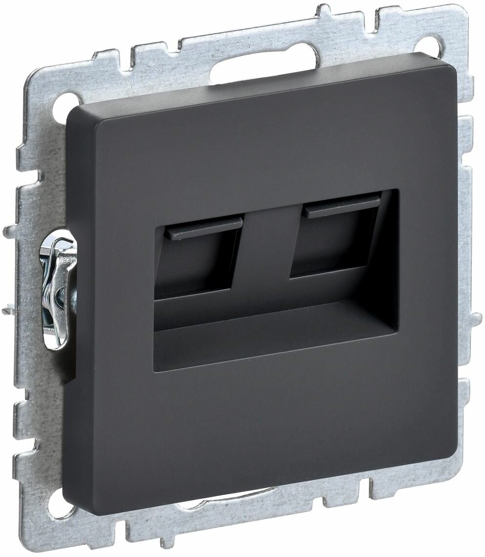 IEK BRITE BAГрафит Розетка комп. 2-ая RJ45 кат.6 РК11-2-БрГ, BR-K20-2-K53