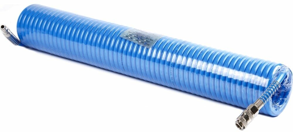 Шланг воздушный полиуретановый, спиральный 8x12 мм, 15 м KraftWell KRW-HC081215