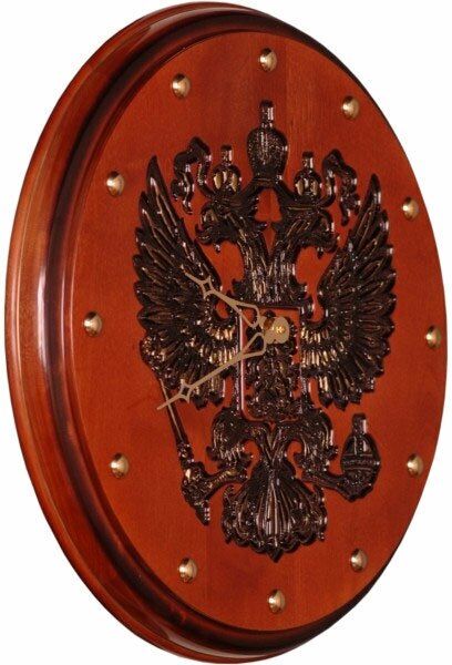 Настенные часы "Герб России" из массива дерева (45 см)