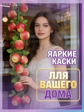 Яблоки на ветке искусственные 8 штук, декор, муляж яблоки-.