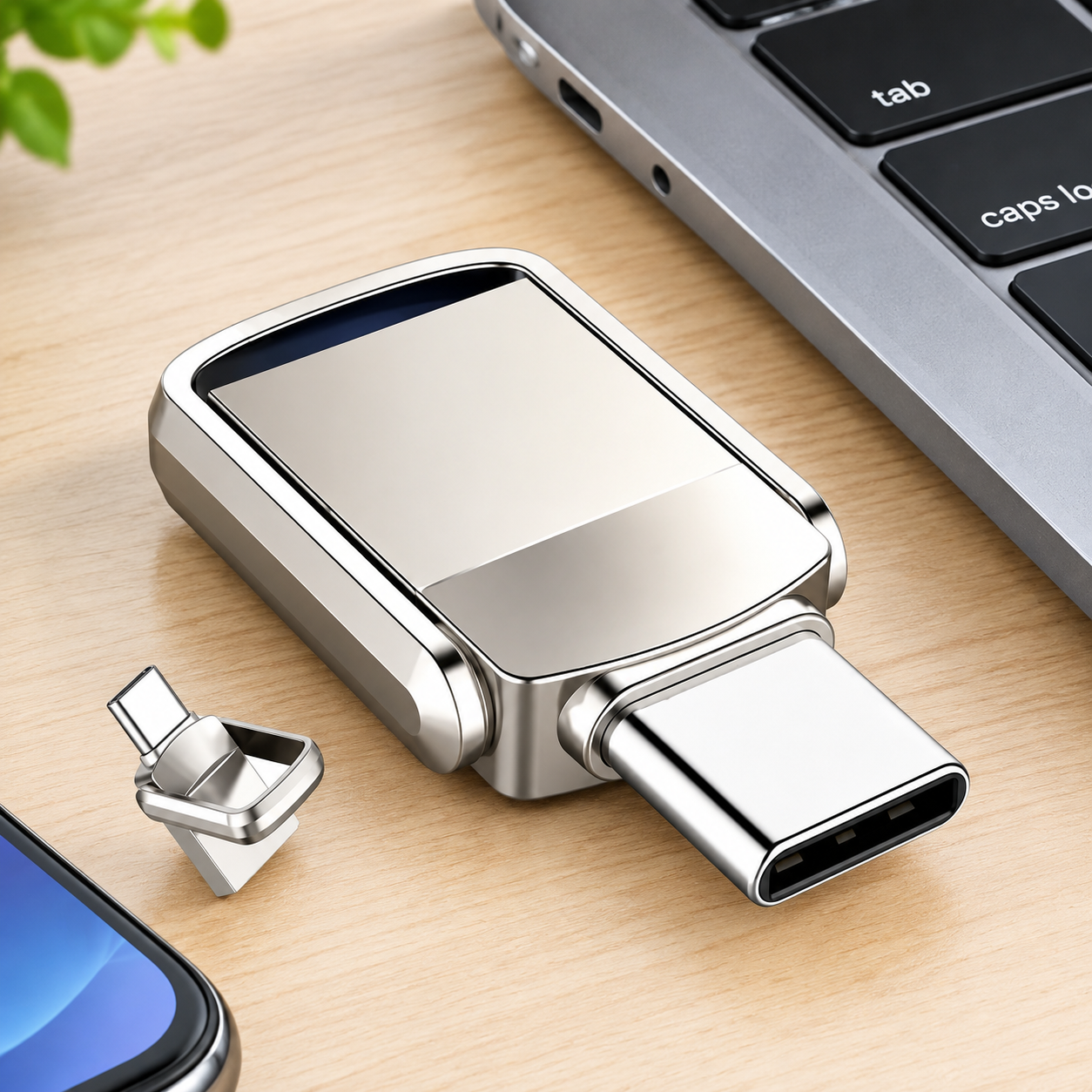 USB-накопитель Type-C 2ТБ, OTG (Цвет товара: серебристый)