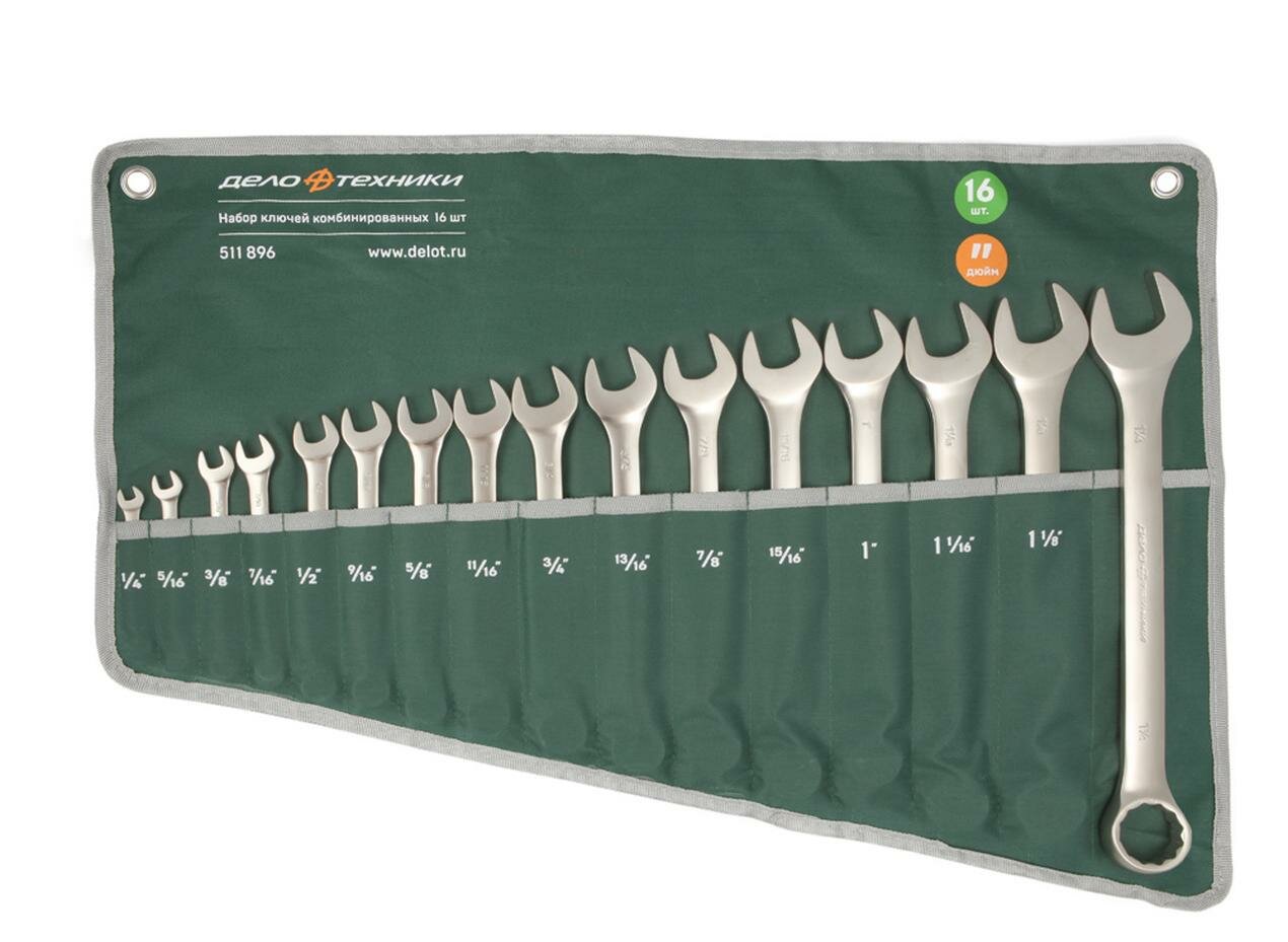 Набор ключей комбинированных дюймовых 16 шт, планшет тетрон 6/1 511896