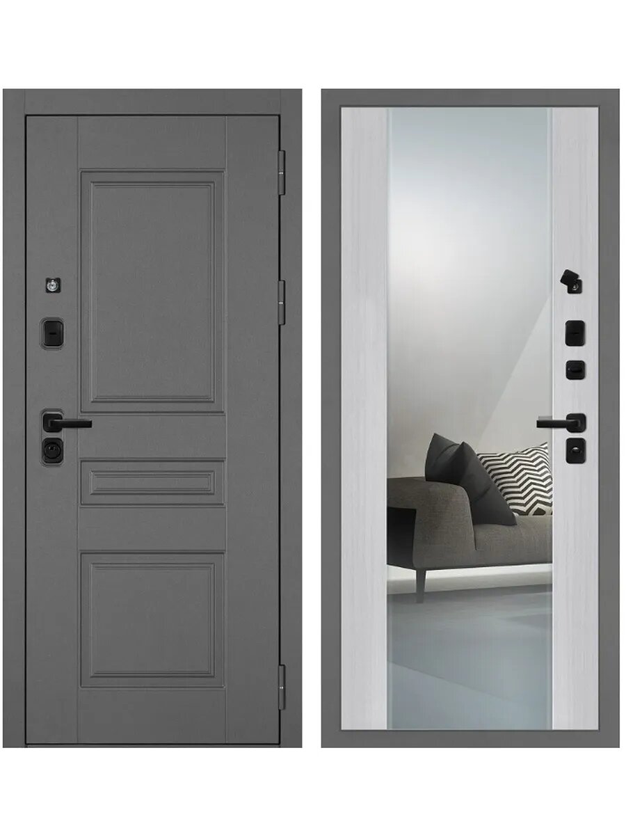 Входная дверь Prestige-Entrance ГЛ-07, с зеркалом, 205 х 98 см агат, правая