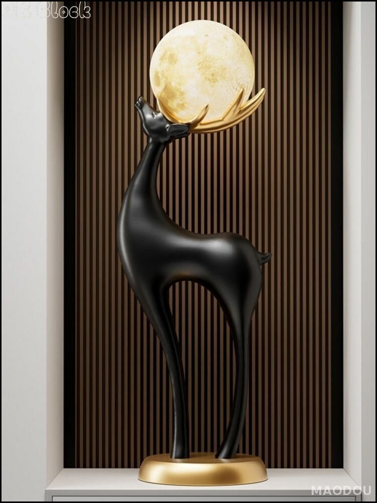 Декоративная статуя оленя с огнями，MAODOU