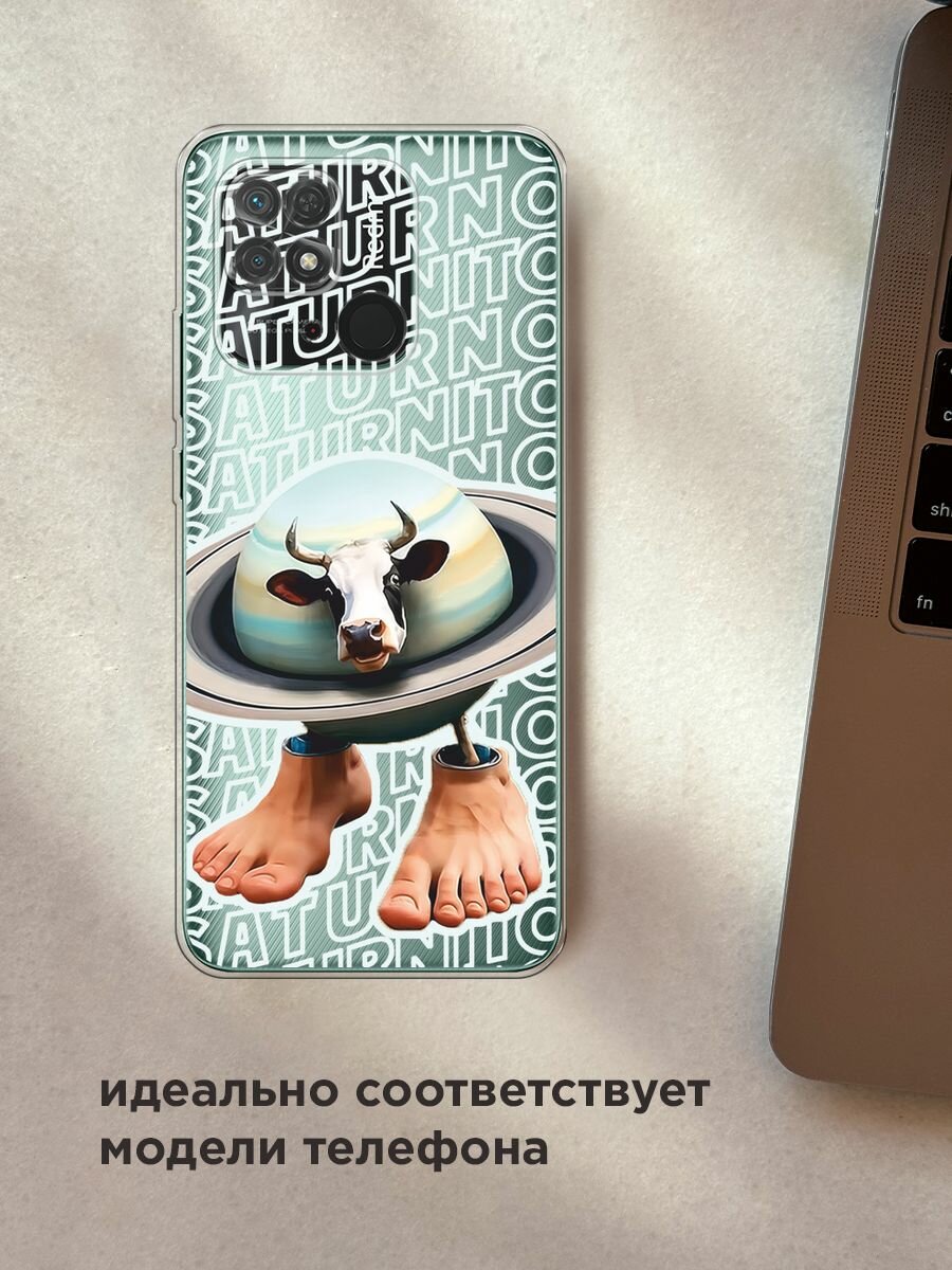 Чехол на Xiaomi Redmi 10C / Сяоми Редми 10C с принтом "Сатурнито сатурно 2", прозрачный — фото 1
