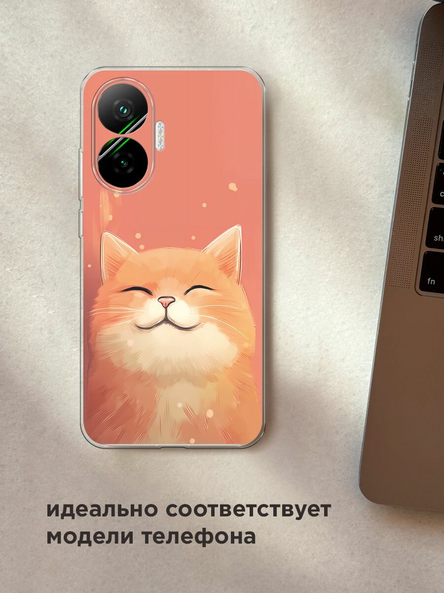 Чехол на Poco F7 / Поко F7 с принтом "Довольный рыжий котик" — фото 1