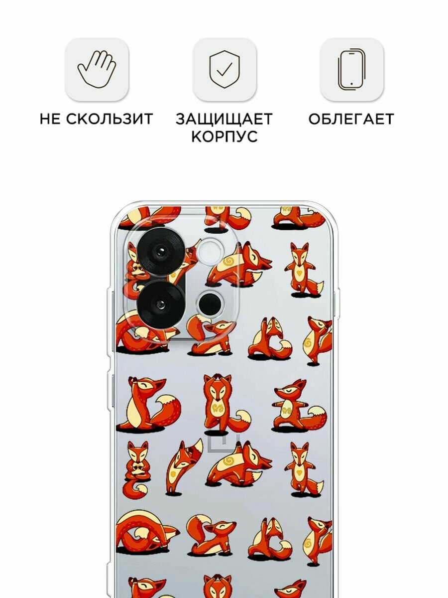 Чехол на OnePlus 13T / Ван Плас 13Т с принтом "Йога для лисы", прозрачный — фото 1