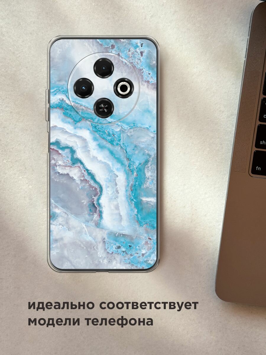 Чехол на Tecno Spark 30C / Текно Спарк 30C с принтом "Нежно-голубой мрамор" — фото 1