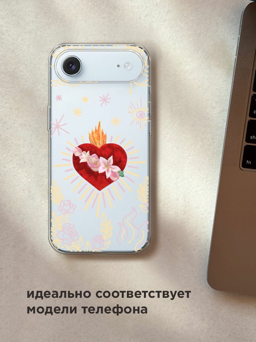 Чехол на Apple iPhone Air / Айфон Айр с принтом "Сердце в цветах", прозрачный — фото 1