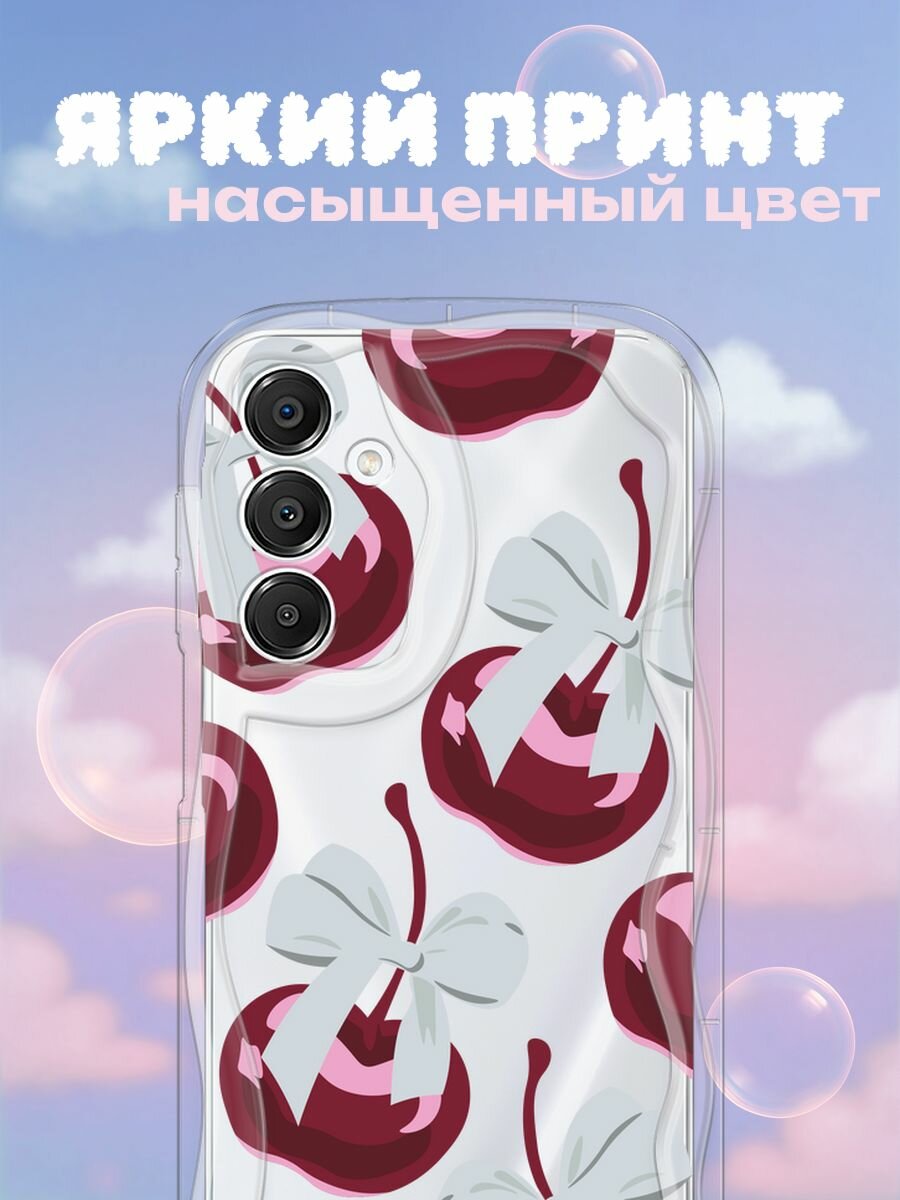 Чехол на Samsung Galaxy A16 / Самсунг А16 с принтом "Вишни с бантами" — фото 1