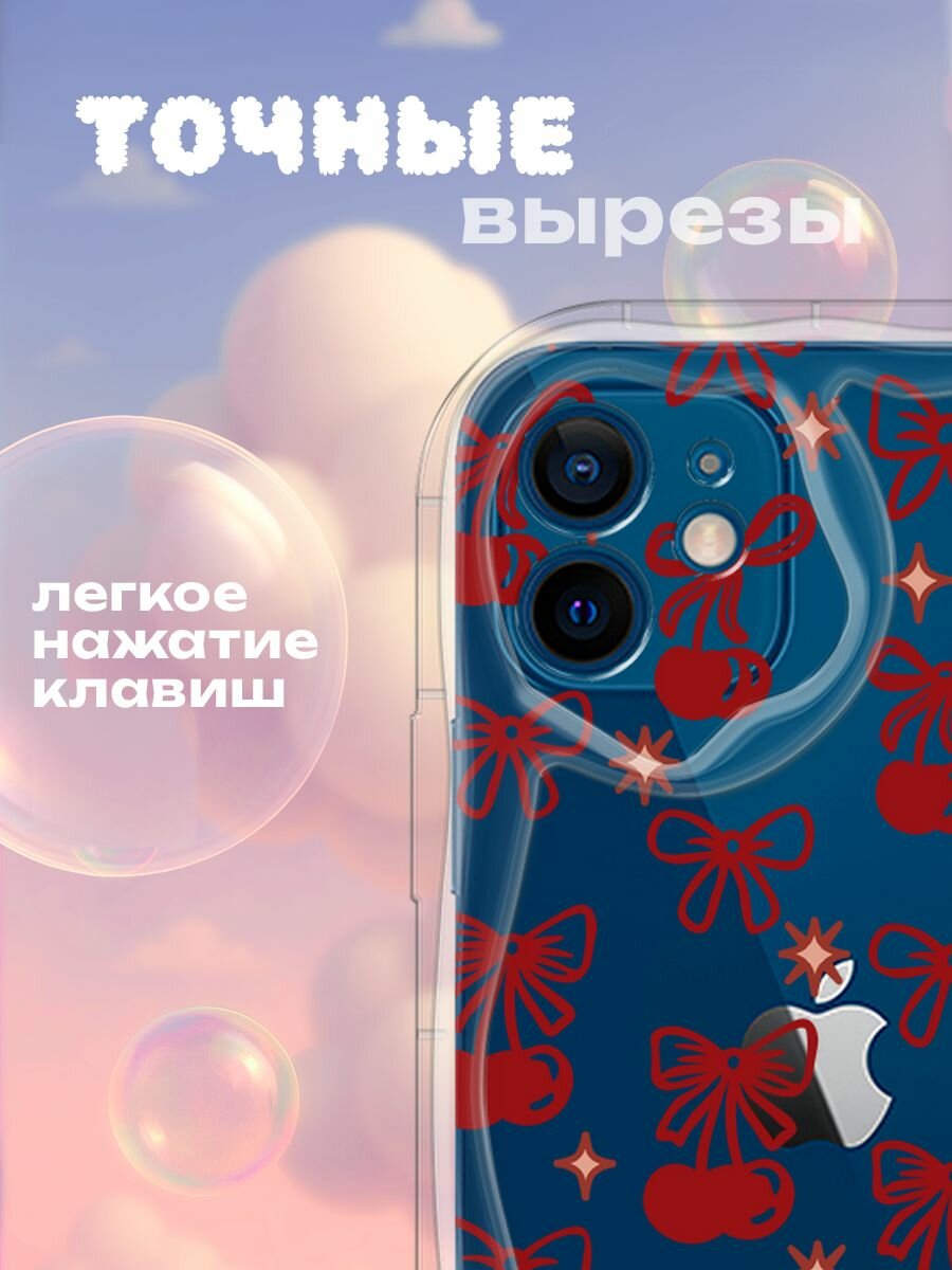 Чехол на Apple iPhone 12/12 Pro / Айфон 12 с принтом "Вишня с бантиком" — фото 1