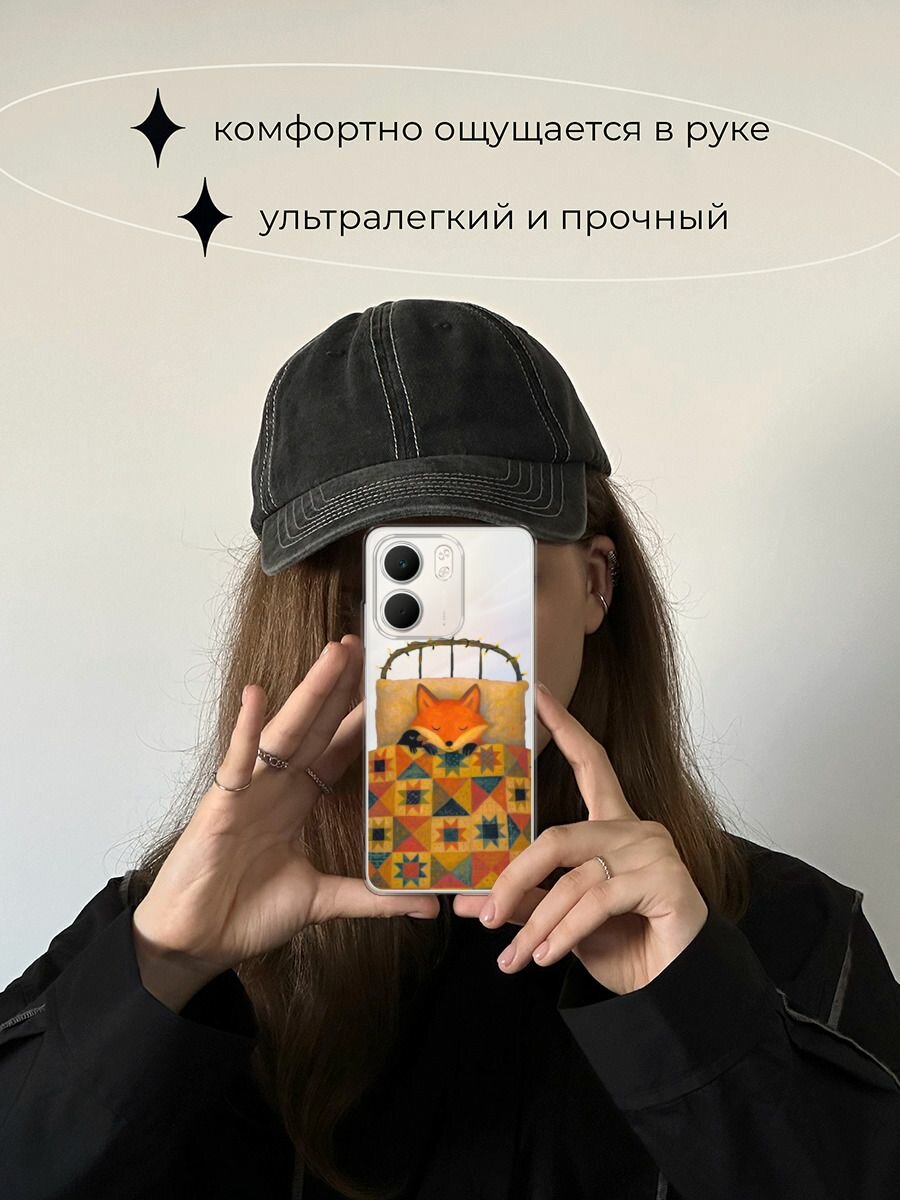 Чехол на Oppo A5x / Оппо А5x с принтом "Лисичка спит", прозрачный — фото 1
