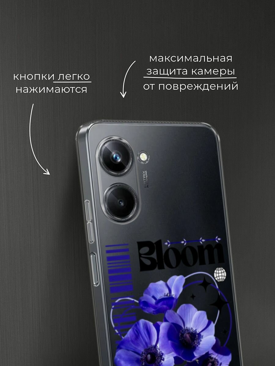 Чехол на Realme 10 Pro / Реалми 10 Про с принтом "Завораживающие анемоны", прозрачный — фото 1