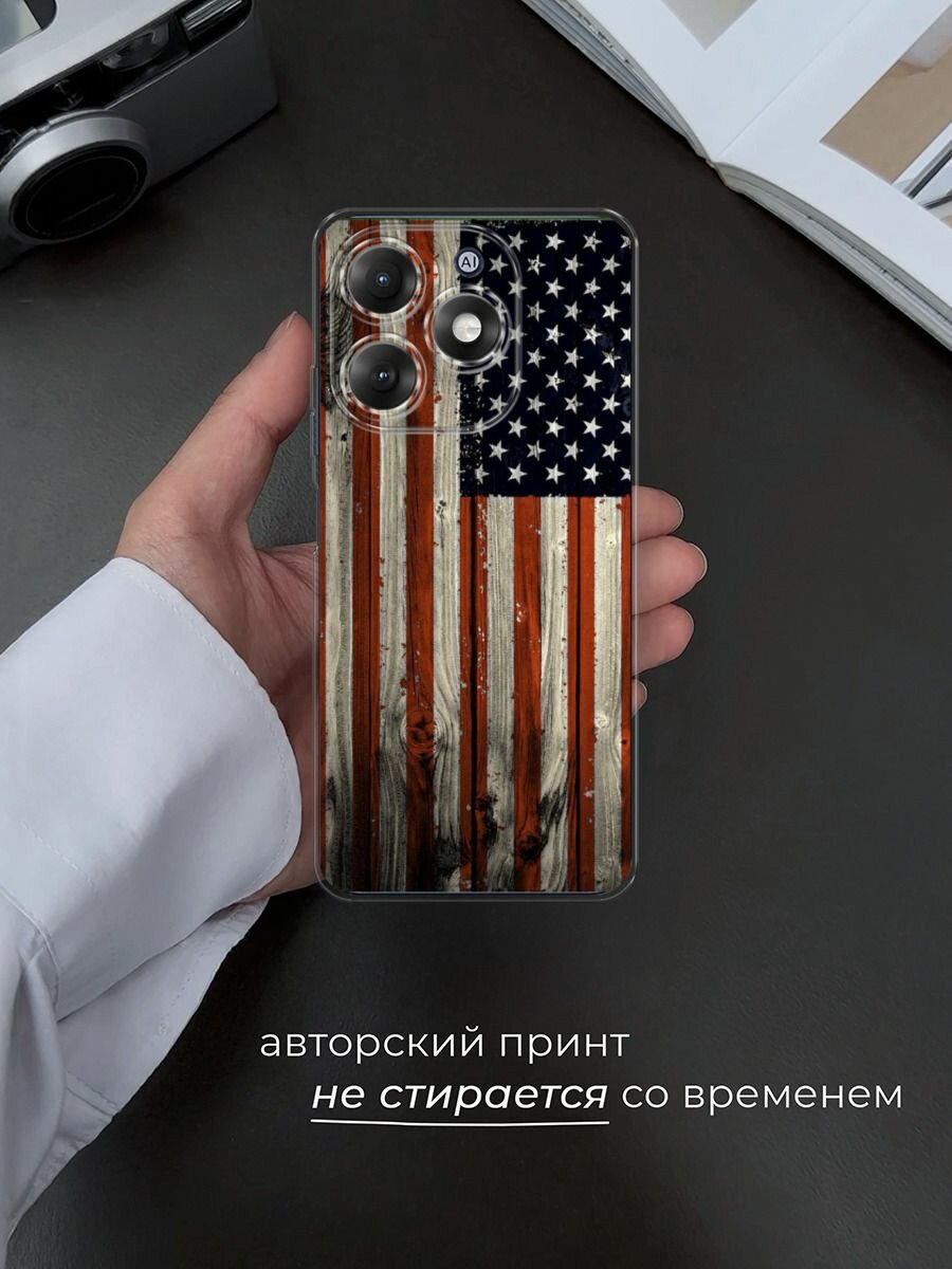 Силиконовый чехол на Itel A70 / Ител А70 с принтом "США" — фото 1