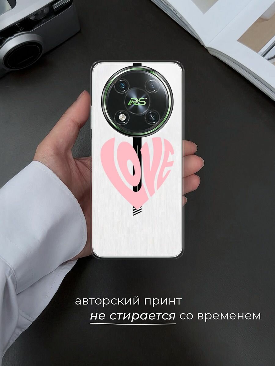 Чехол на Itel RS4 / Ител РС4 с принтом "Love heart 3 - 14 февраля", прозрачный — фото 1