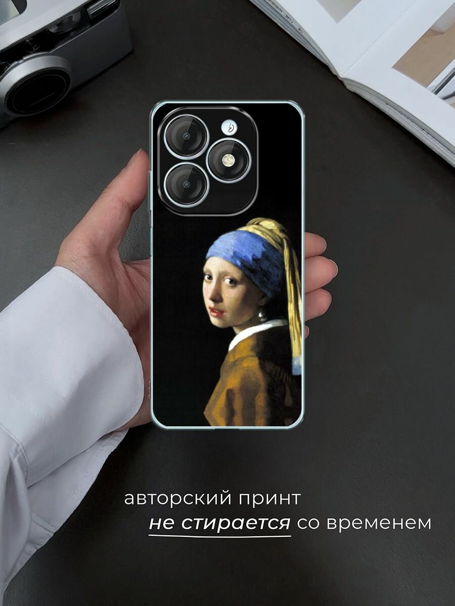Чехол на Itel P55 / Ител Р55 с принтом "Девушка с жемчужной сережкой" — фото 1