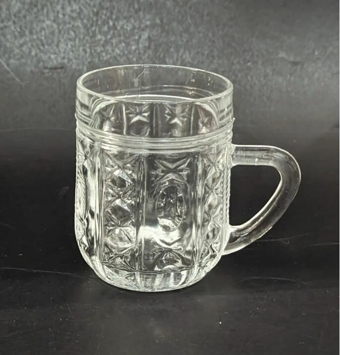 Кружка "Узор", прессованный хрусталь. Дятьковский завод хрусталя , Винтаж СССР 1960-1980 гг,