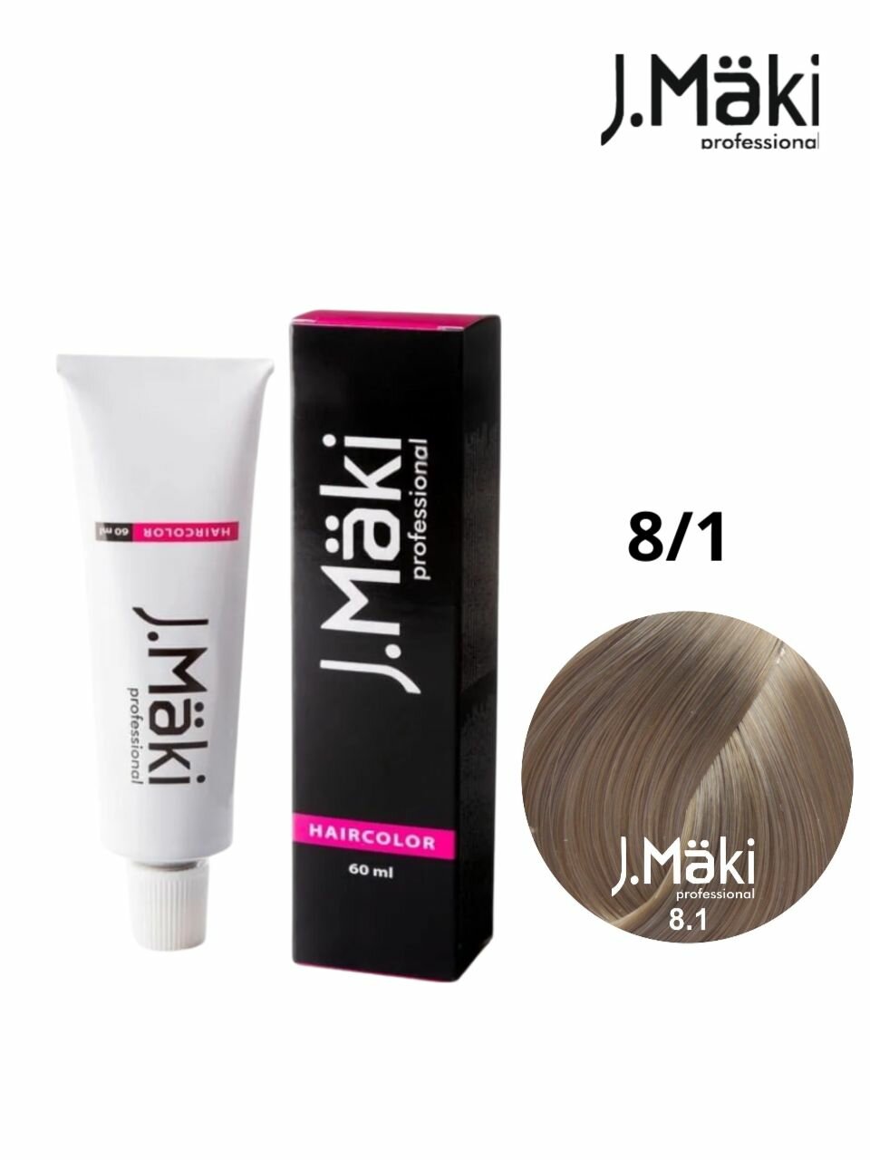 J.Maki 8.1 Пепельный светло-русый; cтойкая краска для волос 60 мл