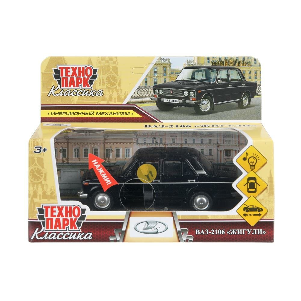 Машина свет-звук ваз-2106 Жигули, 12 см, черный (игрушка) Технопарк 2106-12SL-BK-WOD