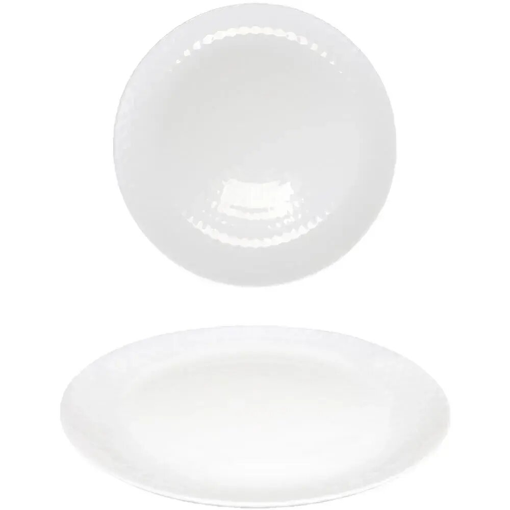 Тарелка обеденная "Даймонд" 25 см, круглая, белая, фарфор, гладкая поверхность, комфорт ежедневного использования