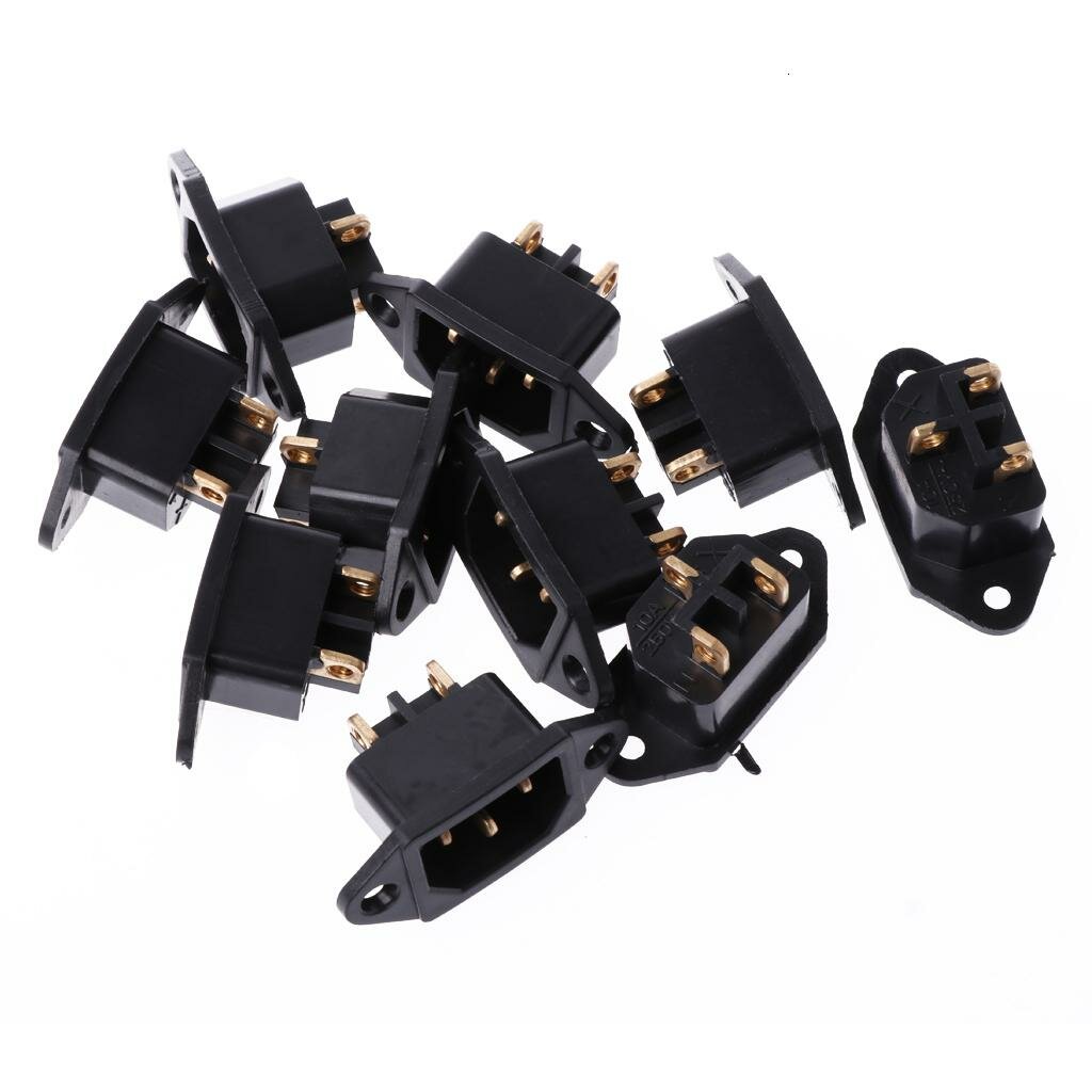 Разъём питания IEC320 C14 10A 250В 3-pin, Черный