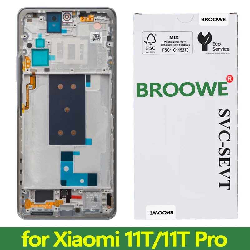 Оригинальный 6,67-дюймовый AMOLED-дисплей 120 Гц для Xiaomi 11T Pro LCD MI 11T, 11TPro Silver Frame