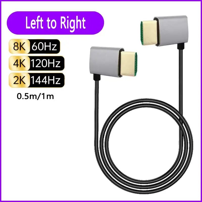 Кабель HDMI 2.1 BSN 8K 60 Гц 4K 120 Гц Left to Right, 1m