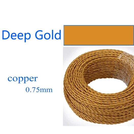 Медная проволока, многожильная оплетка, витая проволока, светильник «сделай сам», подвесной светильник, ретро шнур питания, 2*0,75 мм, колпачок лампы, провод, золотой/черный/белый