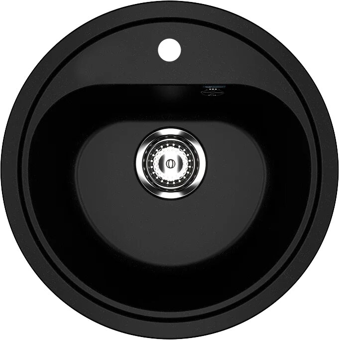 Мойка кухонная Ulgran U-700 -344 мраморная, 44x44, круглая, мойка для кухни, черная, матовая