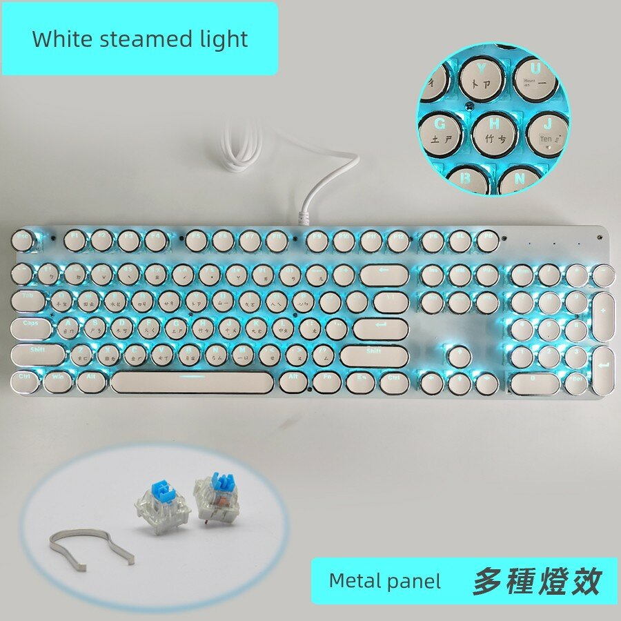 Механическая клавиатура в стиле стимпанк (Тайваньская фонетическая нотация), синие/черные переключатели, 87/104