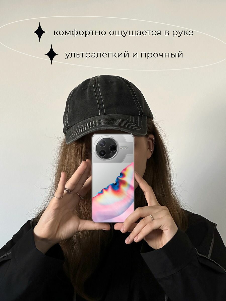 Чехол на Poco F7 Pro / Поко F7 Про с принтом Розовая акварель, прозрачный — фото 1