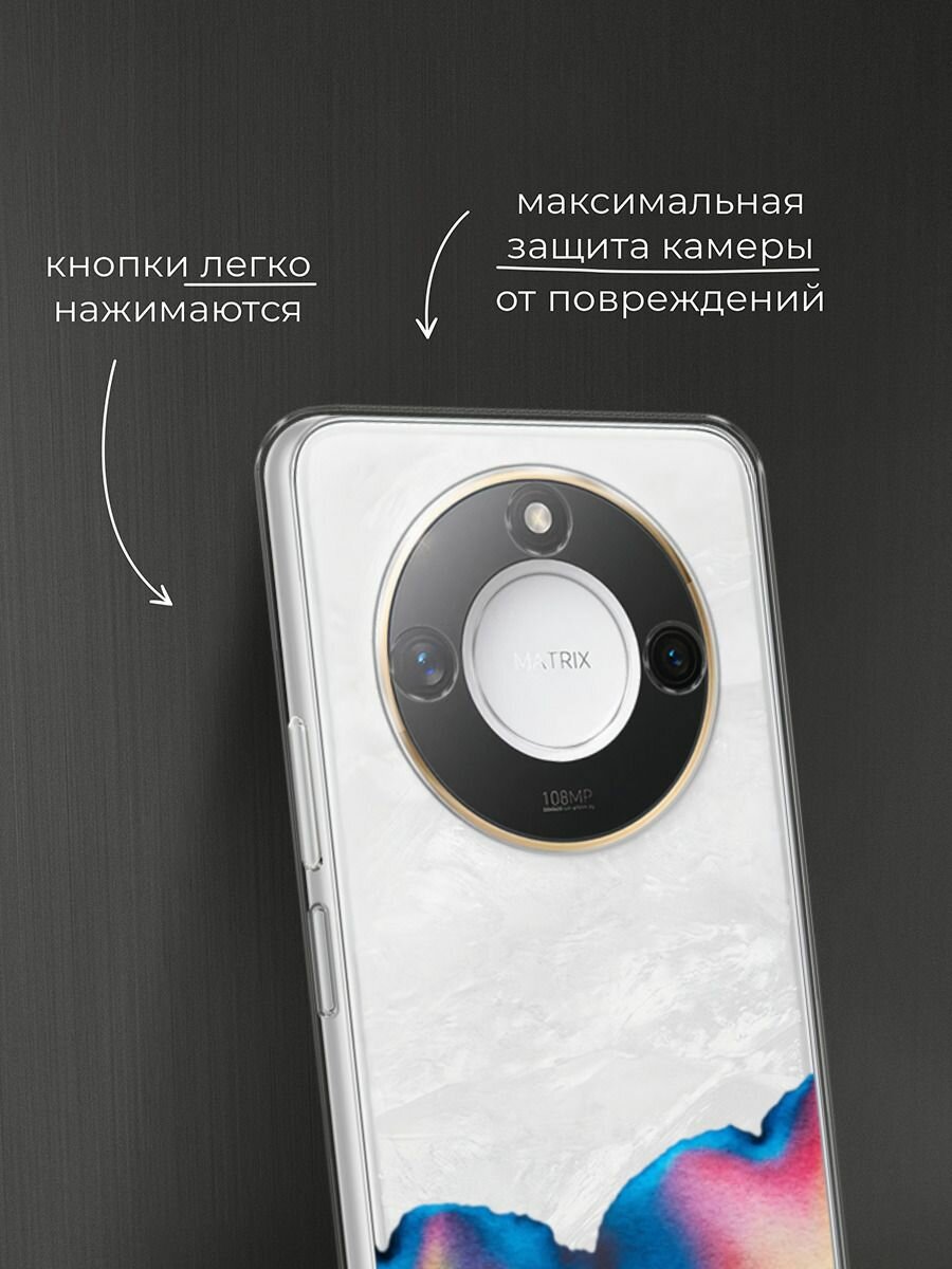 Чехол на Honor X9c Smart / Хонор X9c Смарт с принтом Акварельное сочетание, прозрачный — фото 1