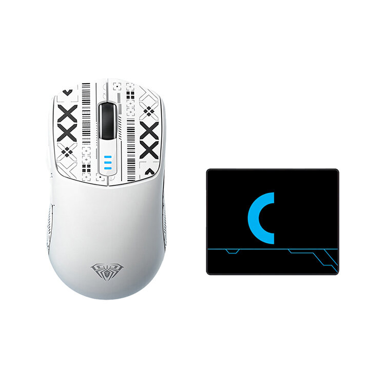 Игровая мышь AULA sc580 white + mouse pad, белая, с ковриком для мыши