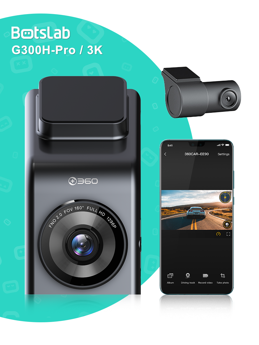 Видеорегистратор Botslab "G300H", 2 камеры, GPS, Wi-Fi, экран 2", чёрный