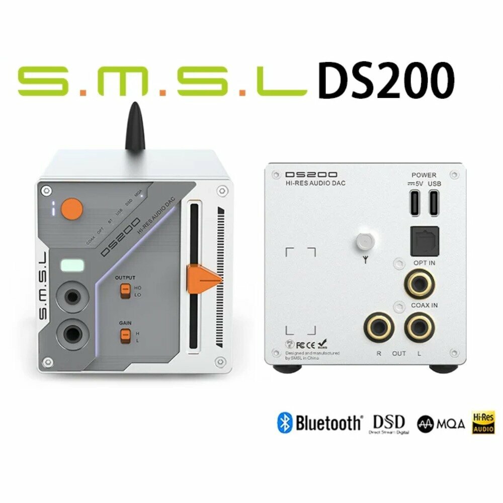 SMSL DS200 Аудиодекодер Высокого Разрешения Поддерживает USB Bluetooth 3,5 Мм И 4,4 Мм Выходной Усилитель Для Наушников
