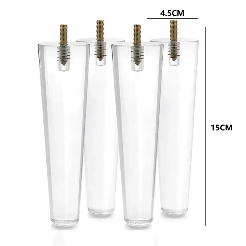 4 шт, акриловые ножки для мебели, прозрачные сменные ножки для дивана, фурнитура, 4pcs-15cm