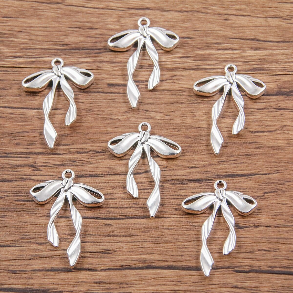 Бантики-подвески для украшений, набор 10 шт для рукоделия и бижутерии — простой стиль галстук-бабочка, гальваника