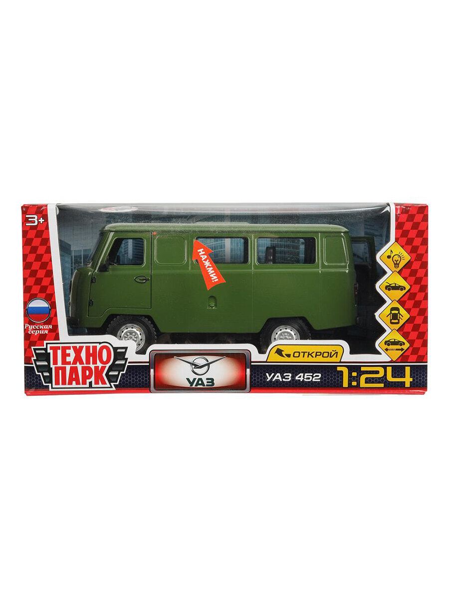 Технопарк Машина UAZ УАЗ 452 18,5 см свет, звук металл FY2418 с 3 лет