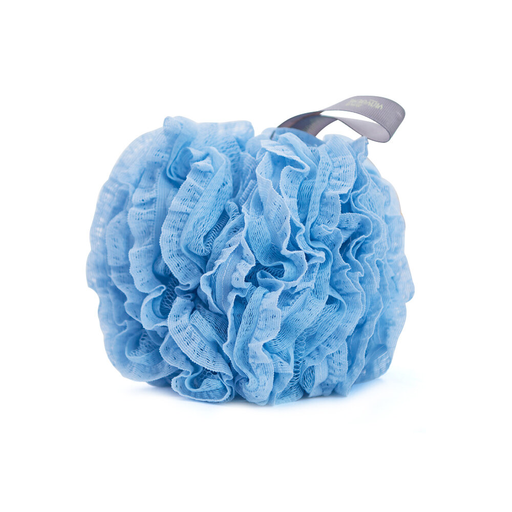 Губка для душа Shower Sponge цветы из ниток сетки, материал нейлон, цвет розовый, синий, белый (по выбору), размер 10*10*10 см, вес около 60 г, 1 шт, тип изделия губка для душа, рисунок пэтчворк