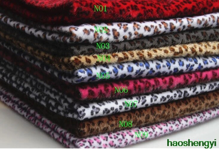 Плюшевая ткань леопардовый принт 150x50 см NO1